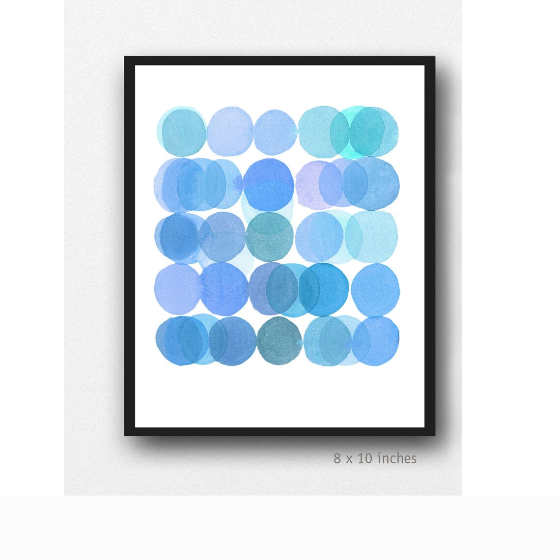 Blue Bubbles, Watercolor Blue Painting, Modern Home Decor, Abstract ...