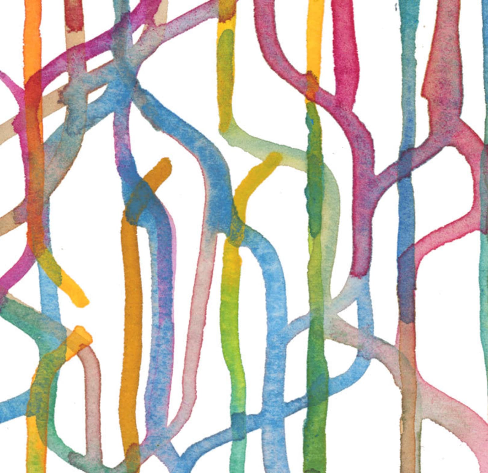 Colorful Abstract Watercolor Painting Making Connections - Etsy