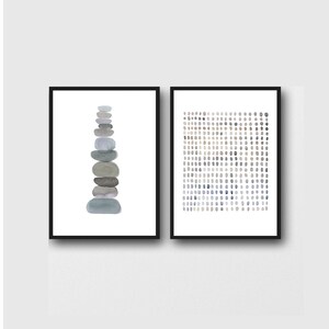 Set of 2 Prints, Minimalist Abstract Prints, Monochrome Gray Wall Art ...