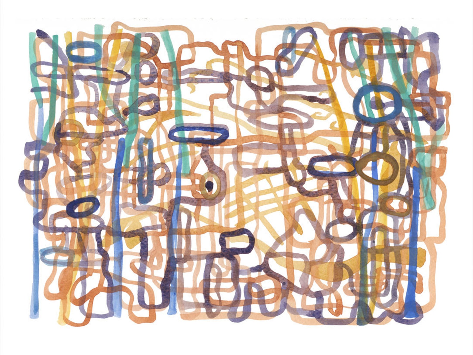 Original Watercolor Painting Abstract Art Labyrinth 9 X 12 | Etsy