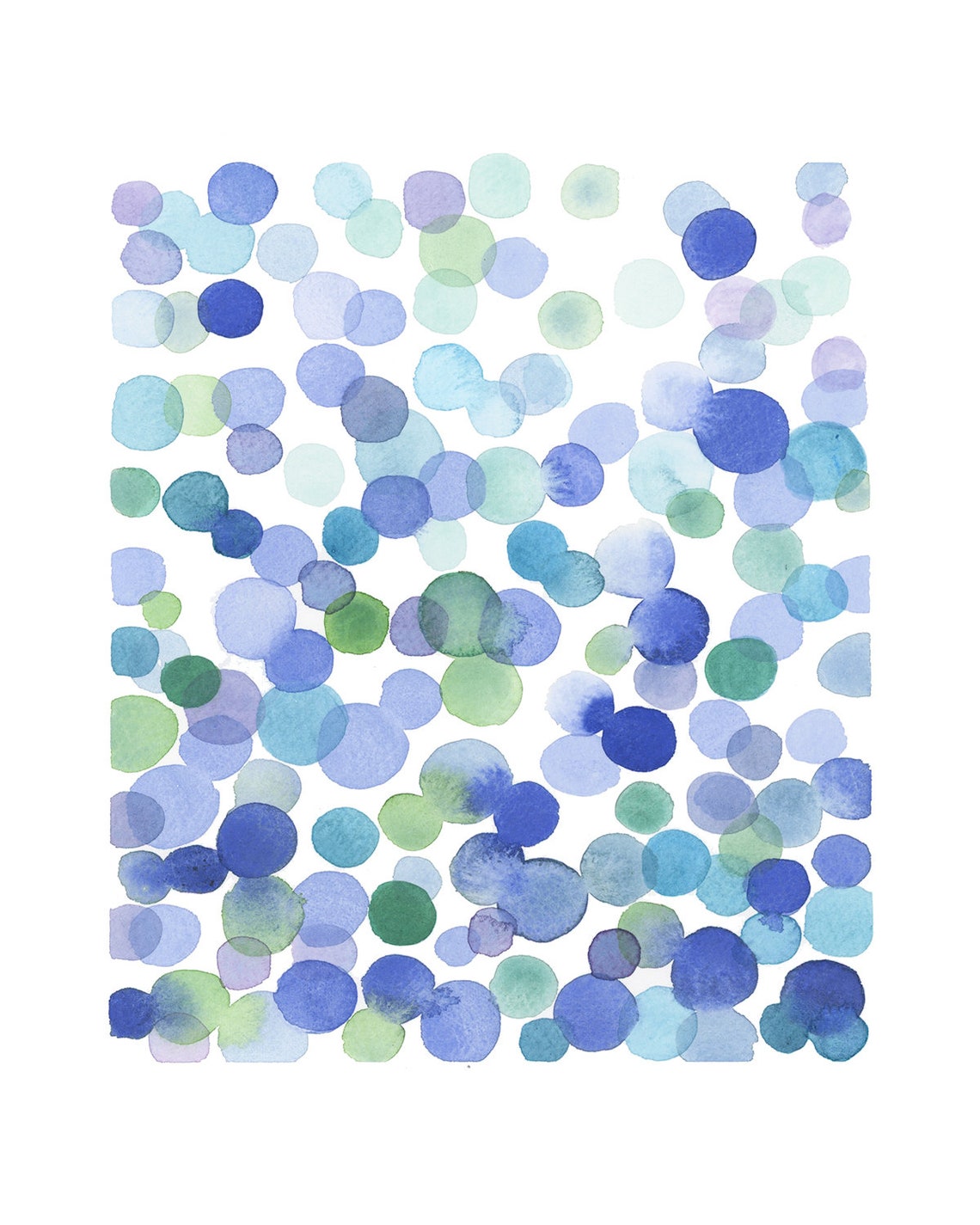 Blue-green Bubbles Abstract Watercolor Painting Modern Wall | Etsy