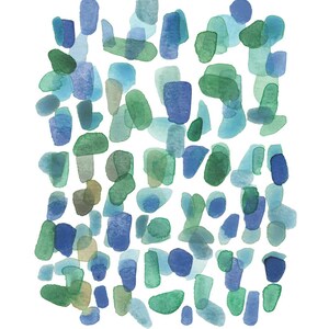 Set of 3 Prints, Office Decor, Watercolor Blue Green, Watercolor ...