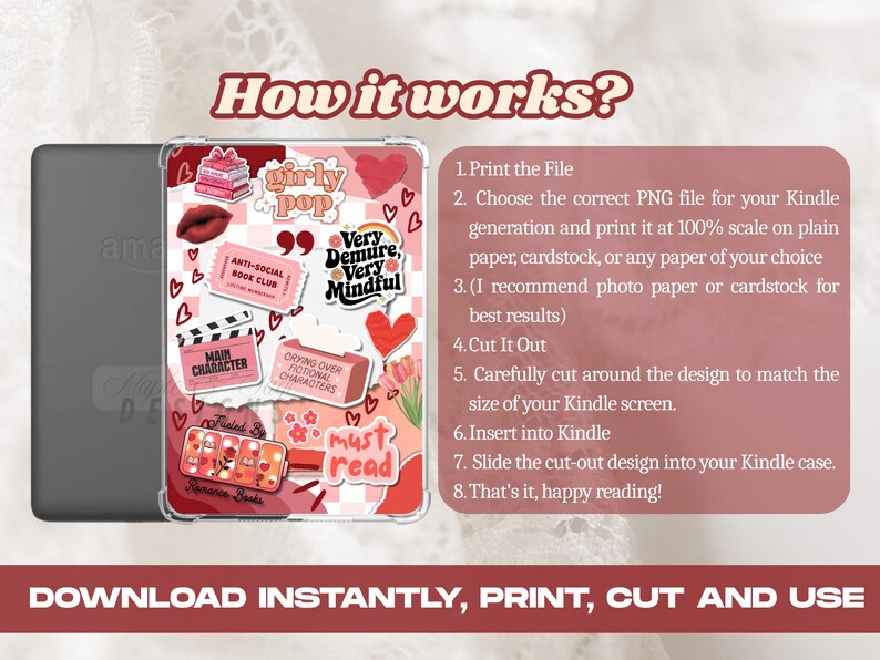 Spicy Kindle Insert: Booktok E-reader Accessory (digital Download, PDF ...