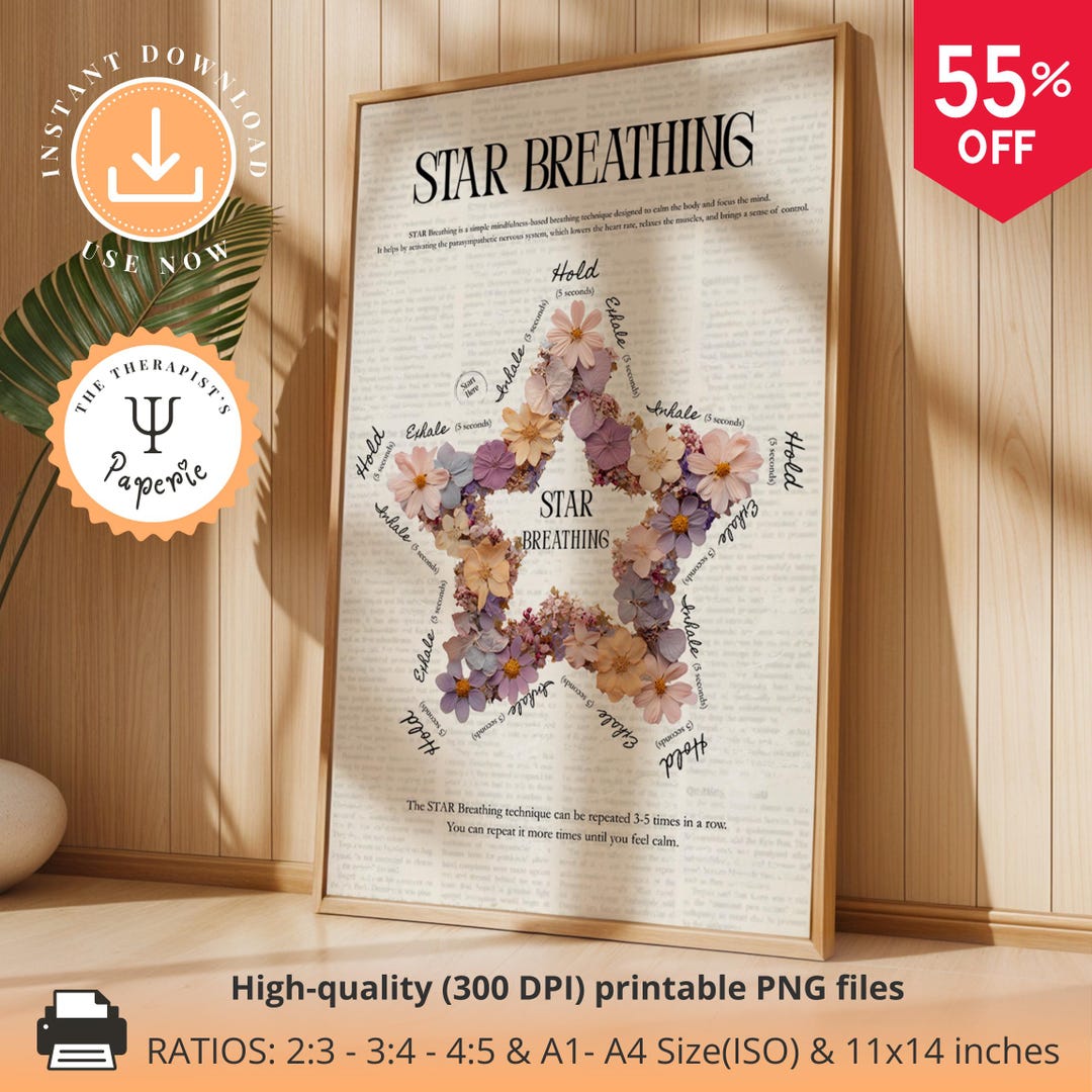 Star Breathing: Mindful Breathing, Calming Down Posters, Trendy Wall ...