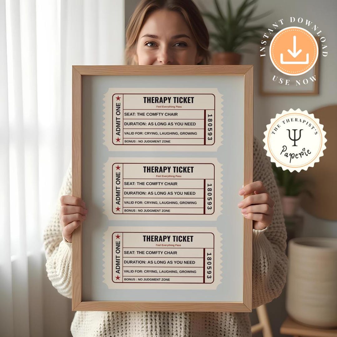 Retro Therapy Ticket Wall Art | Printable Mental Health Art ...
