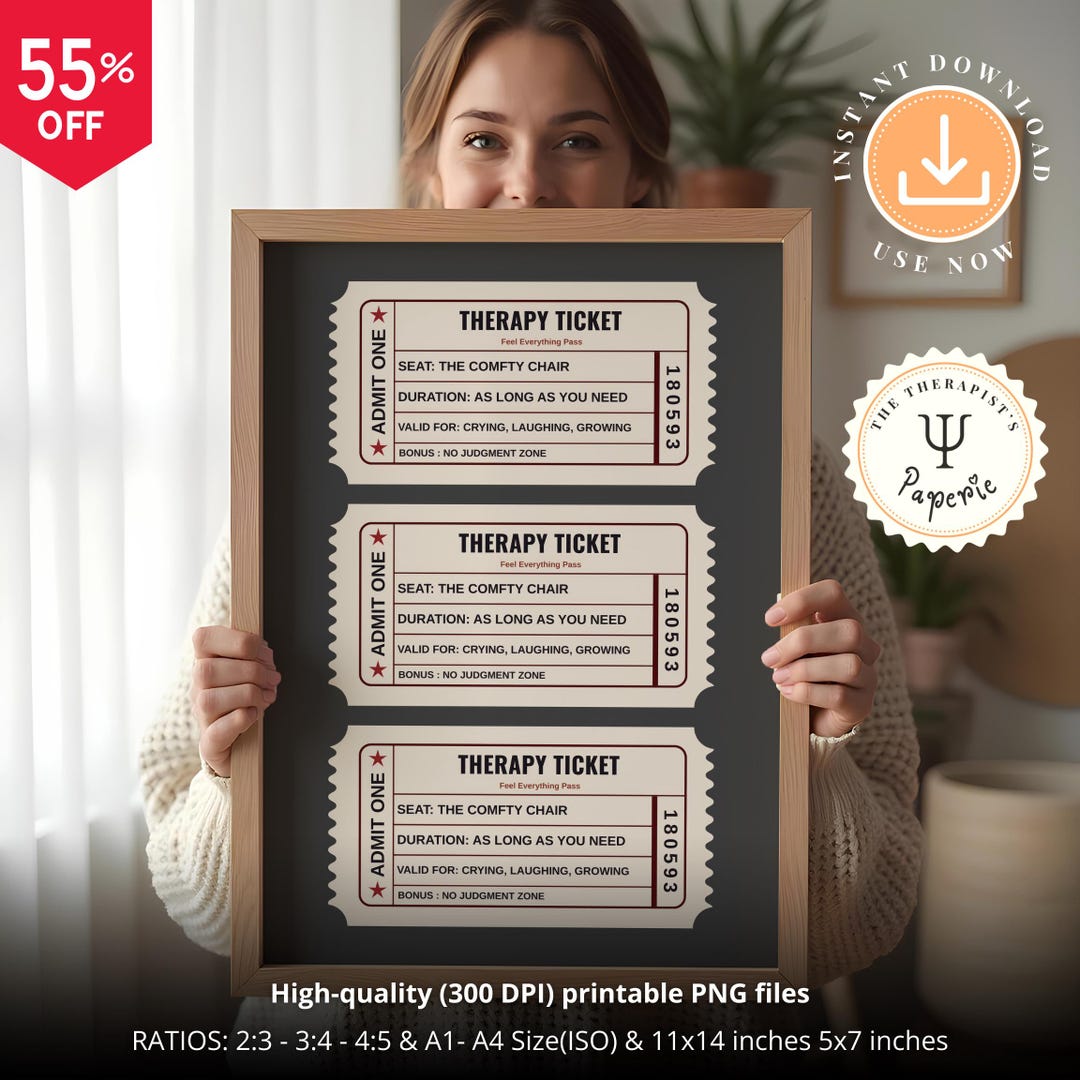 Therapy Ticket Poster: Waiting Room Decor for Therapist, Therapy ...