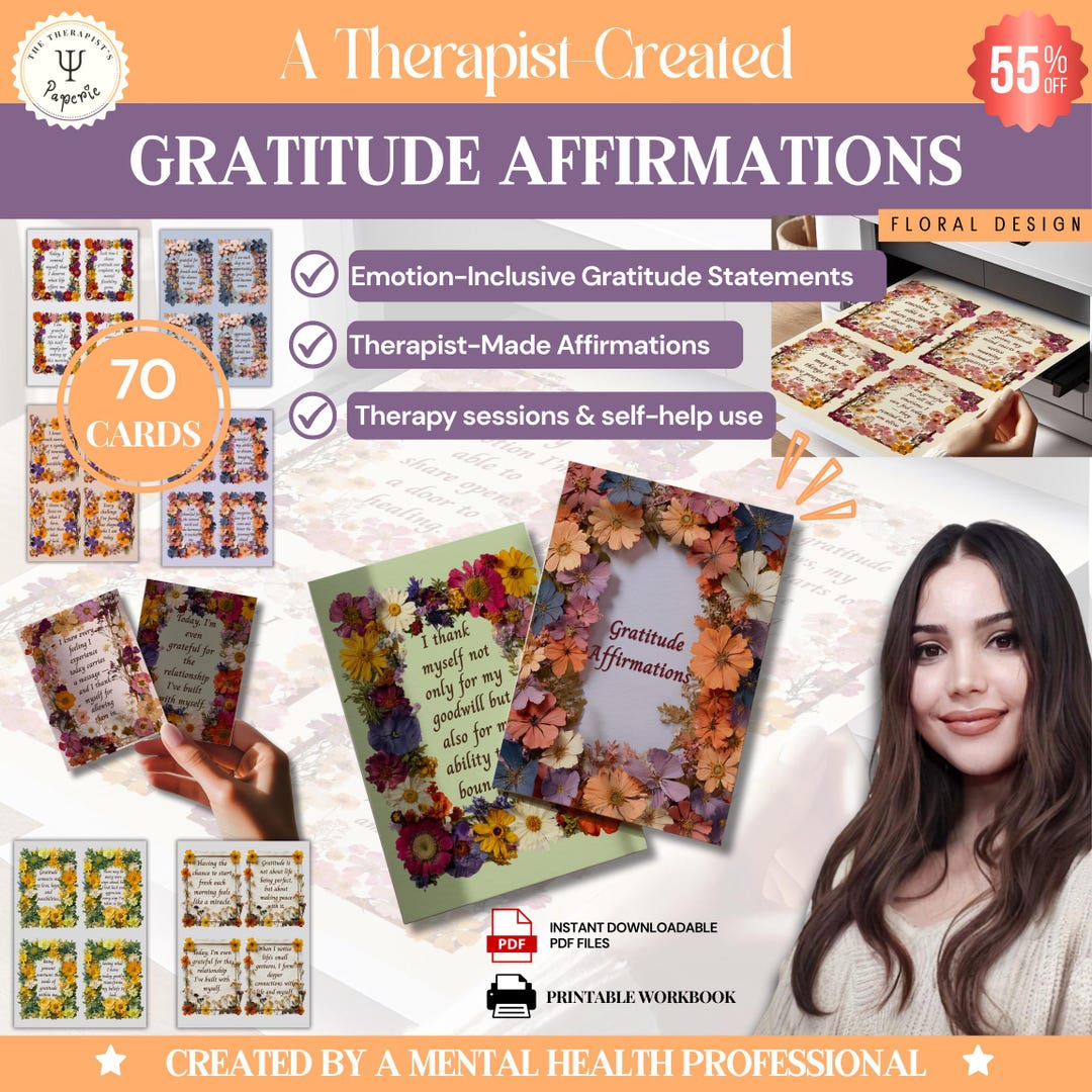 Gratitude Affirmation Cards: Affirmations to Support Therapy, Emotional ...