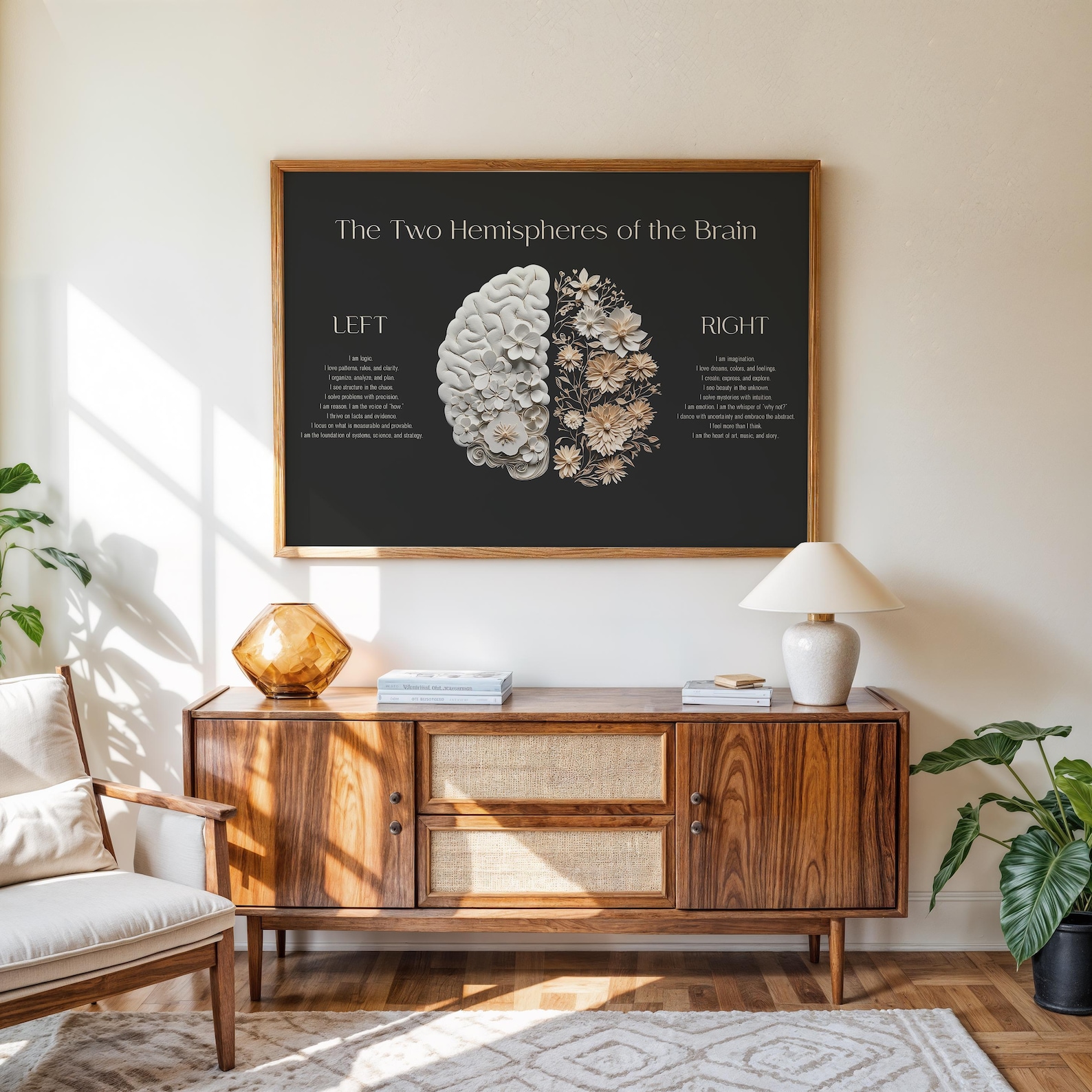 Brain Hemispheres Floral Print: Therapy Office Decor (digital Download ...