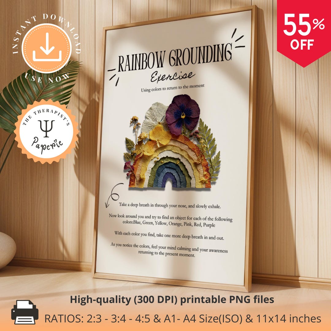 Rainbow Grounding: Calming Down Posters, Trendy Wall Art for Therapy ...