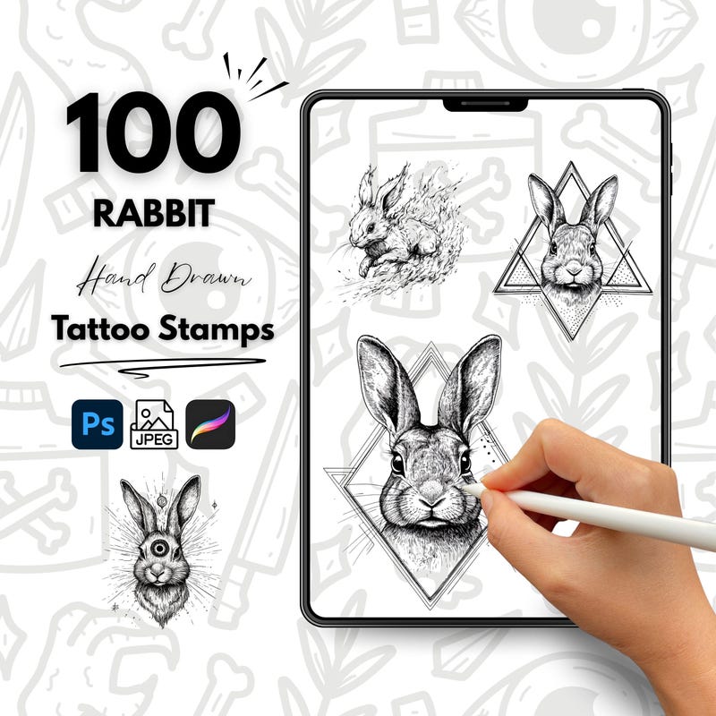Rabbit Tattoo - Etsy