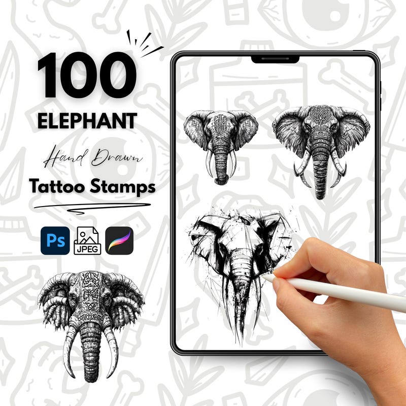 Elephant Stencil Tattoos - Etsy