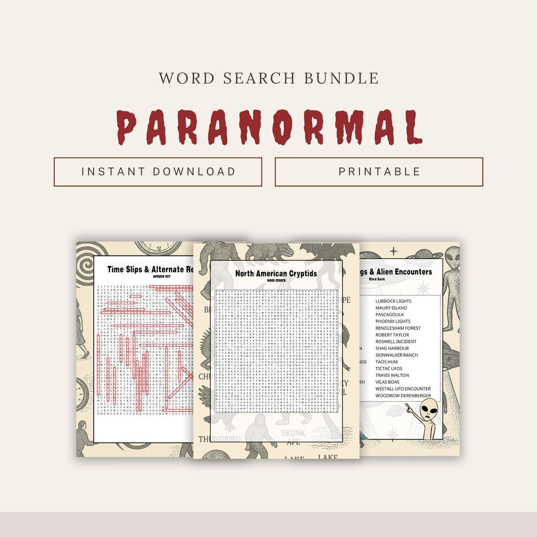 Paranormal Word Search Puzzles, Digital Word Search, Word Search ...