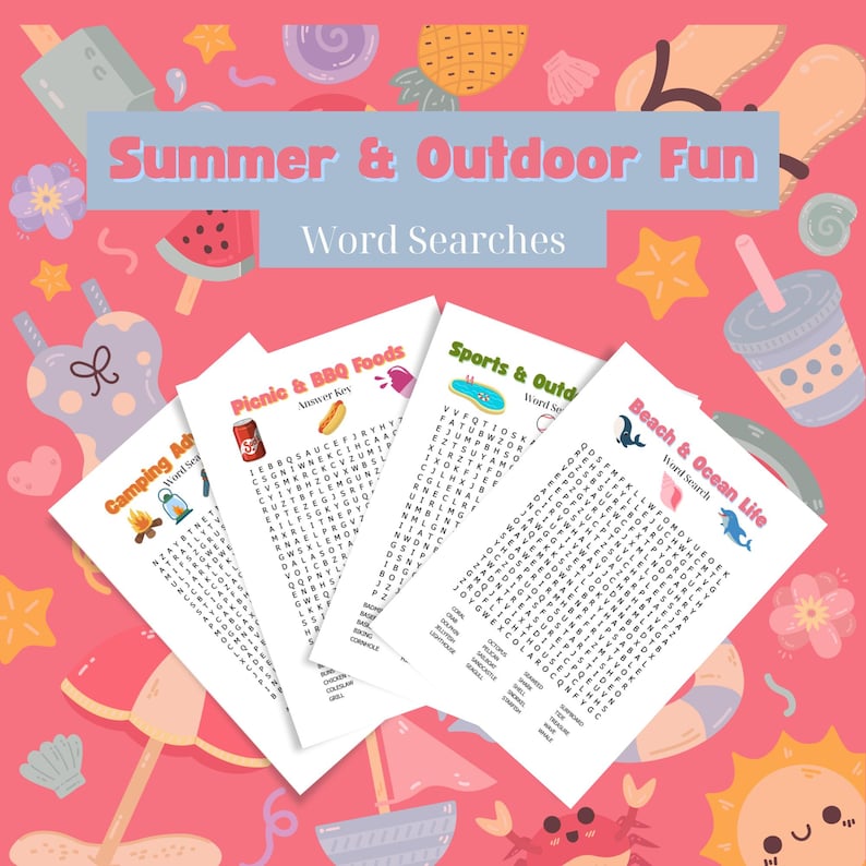 Summer Word Search, Printable Summertime Games, Fun Summer Activity for ...