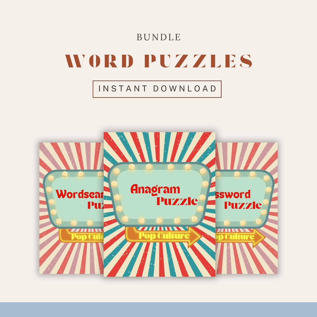 Pop Culture Word Puzzles, Word Puzzles for Adults, Printable Activity ...