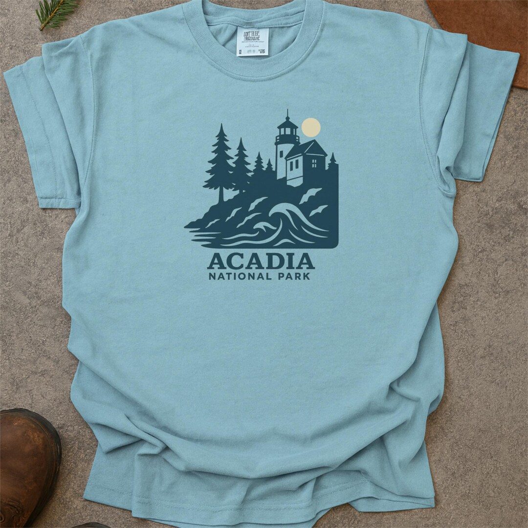 Acadia National Park T-shirt: Bass Harbor Lighthouse Graphic Tee - Etsy