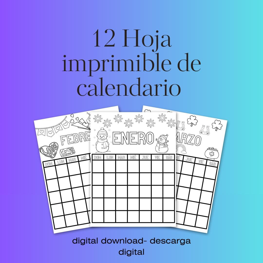 Spanish Learning Calendar: Blank Fill-in Activity (PDF Download) - Etsy