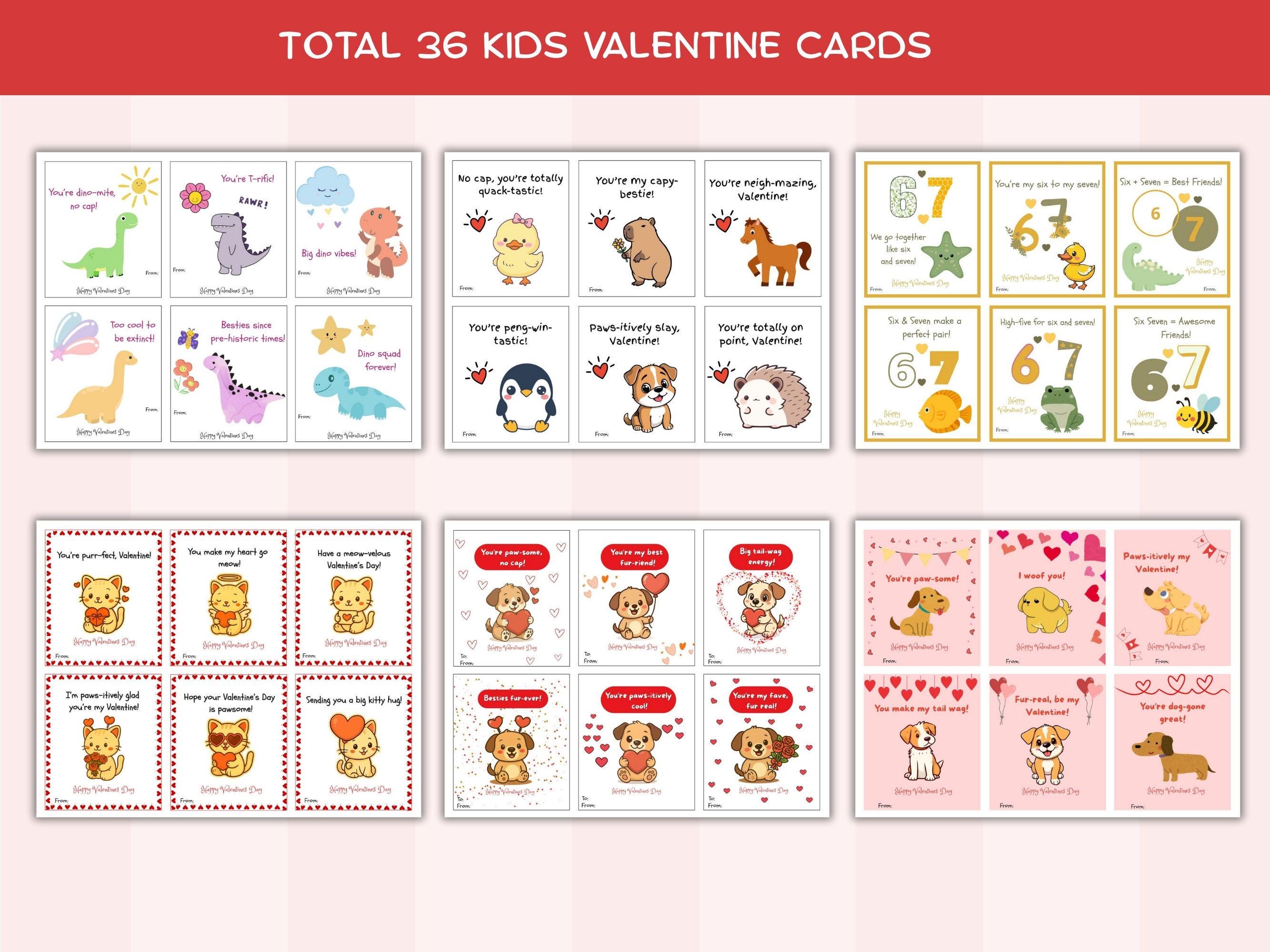 Cute Animal Valentines Day Cards - Classroom, Printable School ...