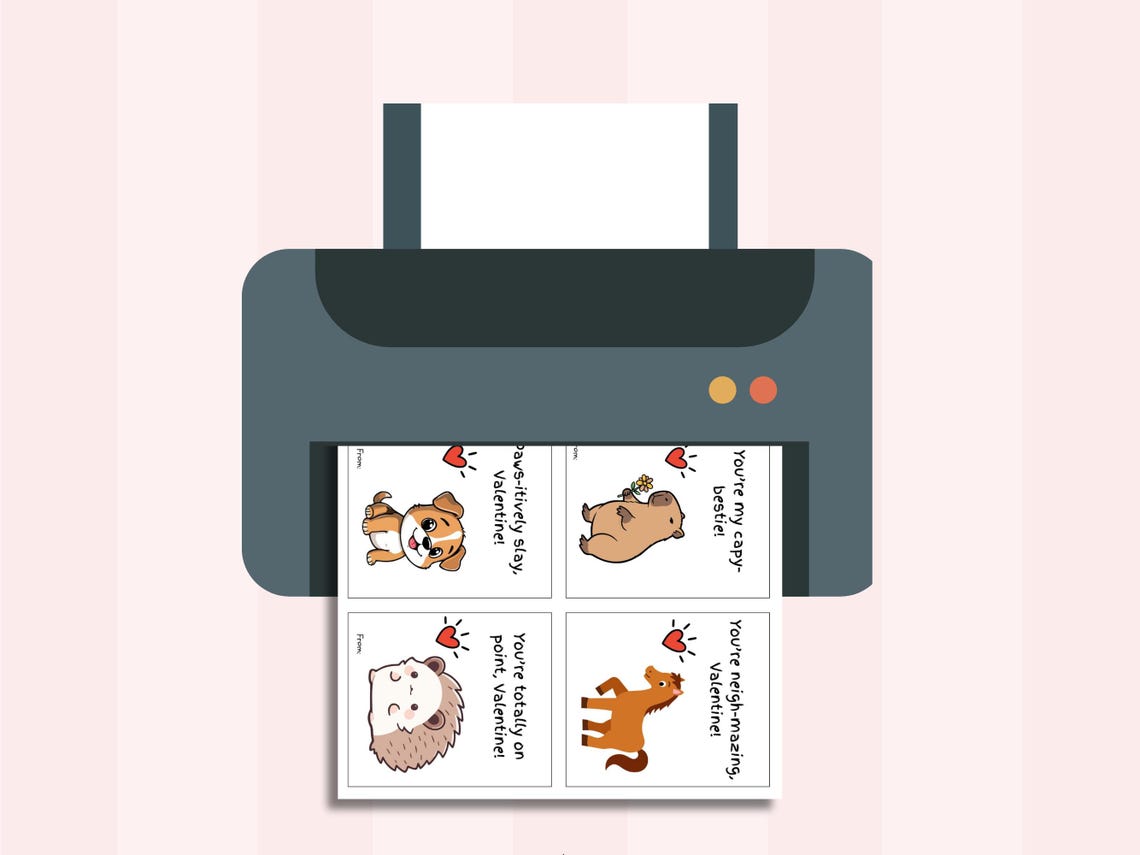 Cute Animal Valentines Day Cards - Classroom, Printable School ...