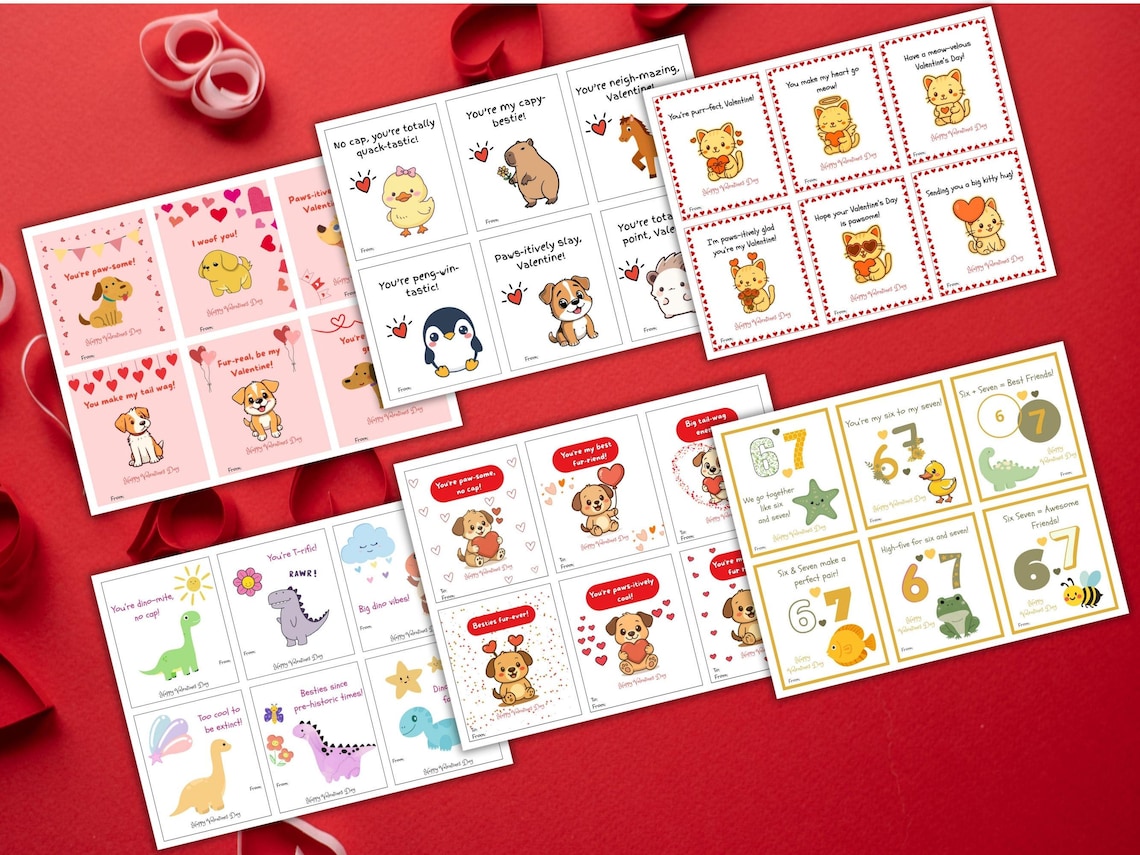 Cute Animal Valentines Day Cards - Classroom, Printable School ...