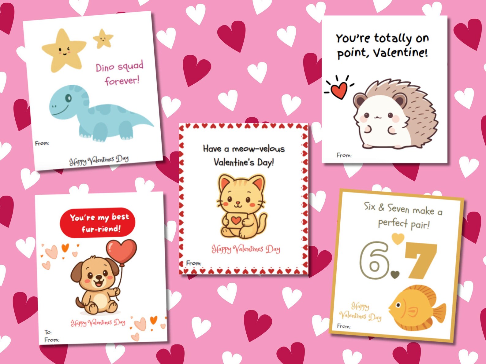 Cute Animal Valentines Day Cards - Classroom, Printable School ...