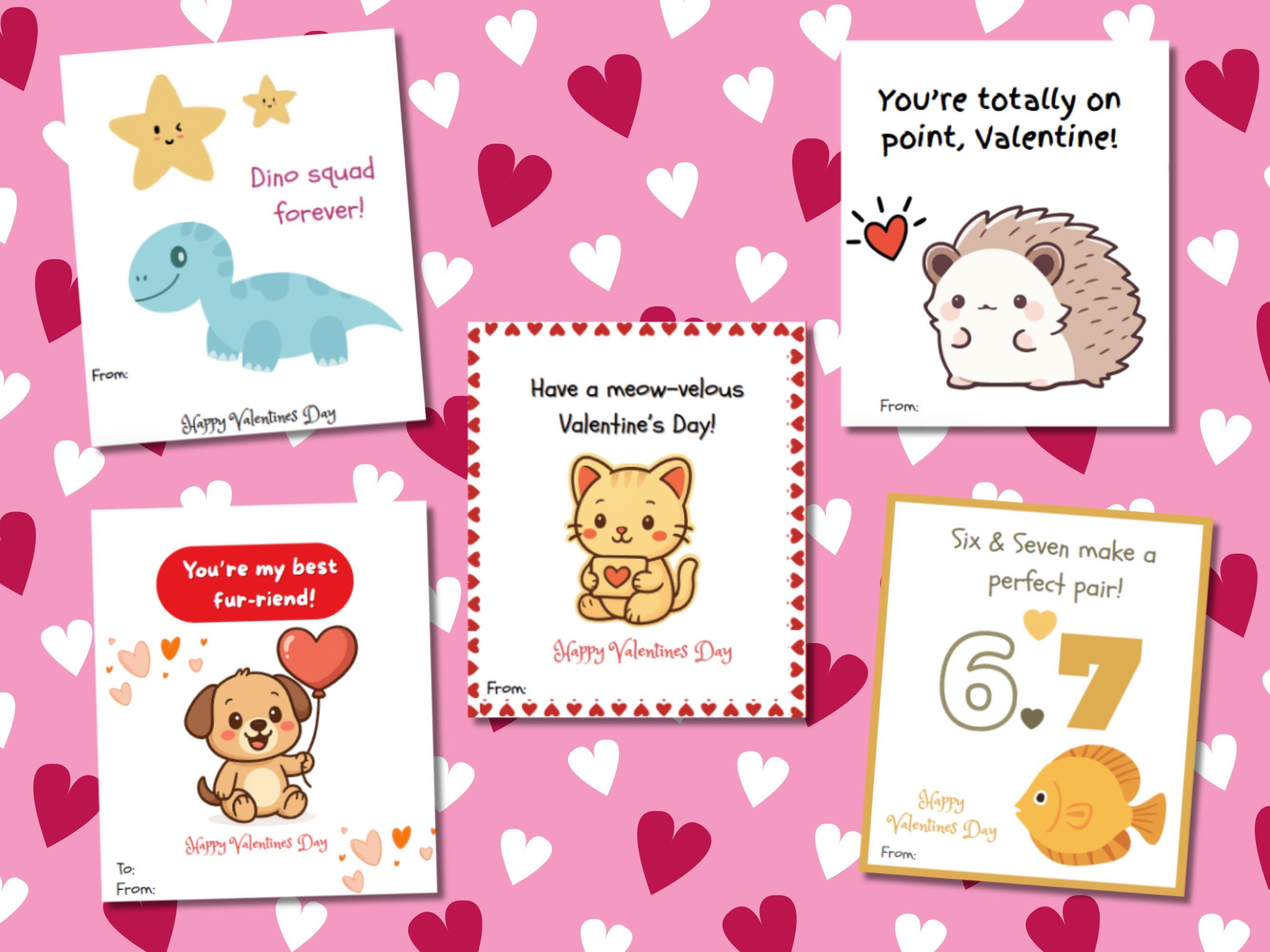 Cute Animal Valentines Day Cards - Classroom, Printable School ...