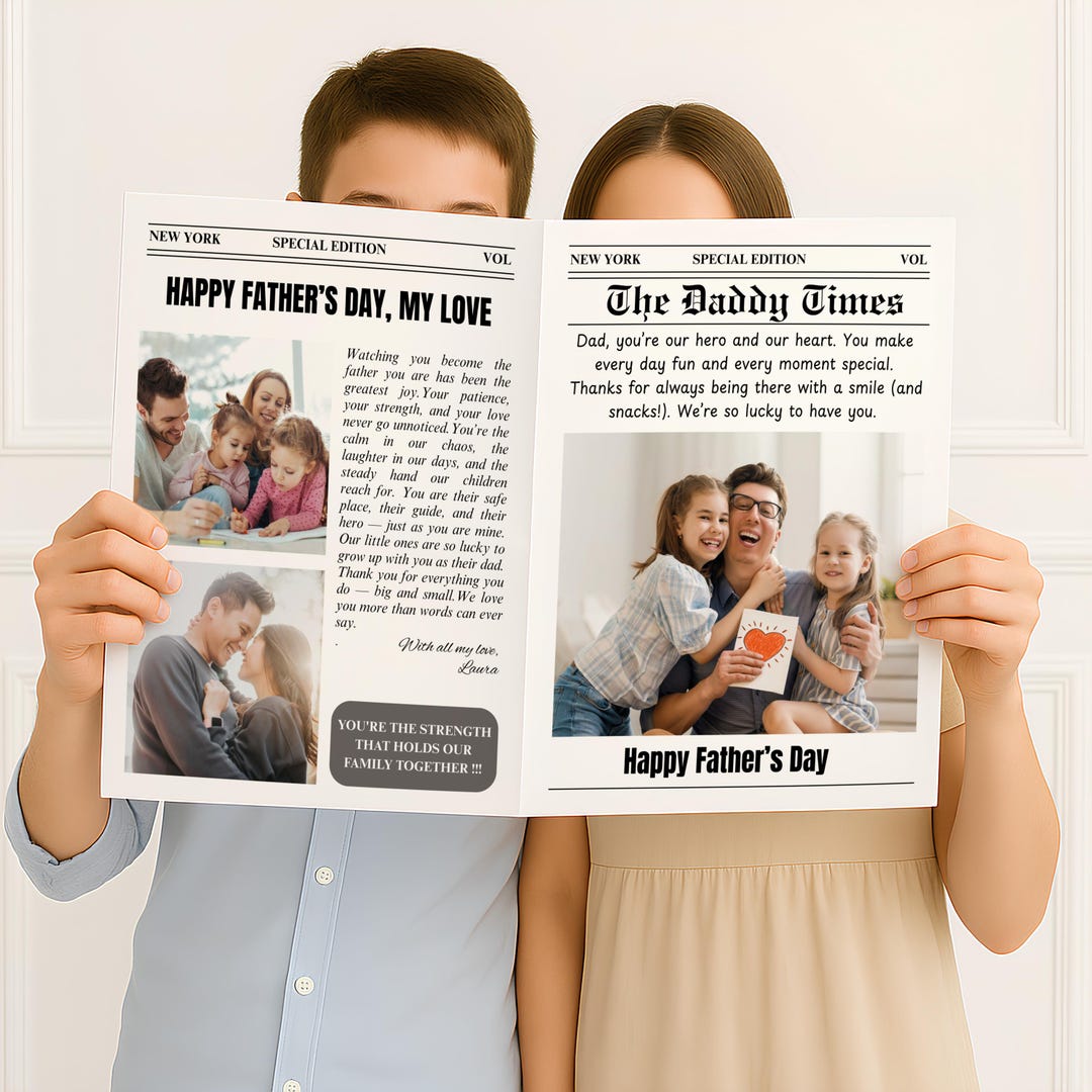 Fathers Day Newspaper Canva Template, First Father's Day Gift, Editable ...