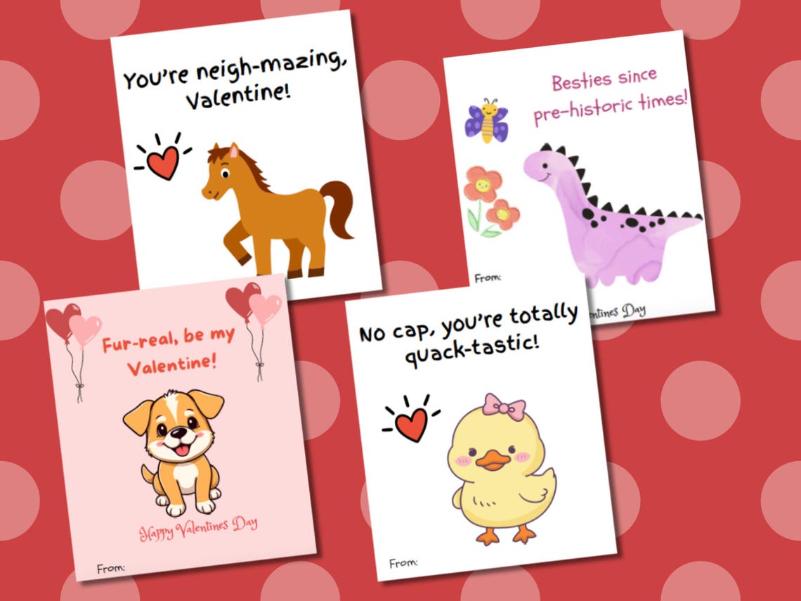 Cute Animal Valentines Day Cards - Classroom, Printable School ...