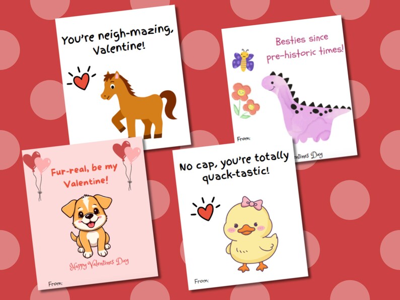 Cute Animal Valentines Day Cards - Classroom, Printable School ...