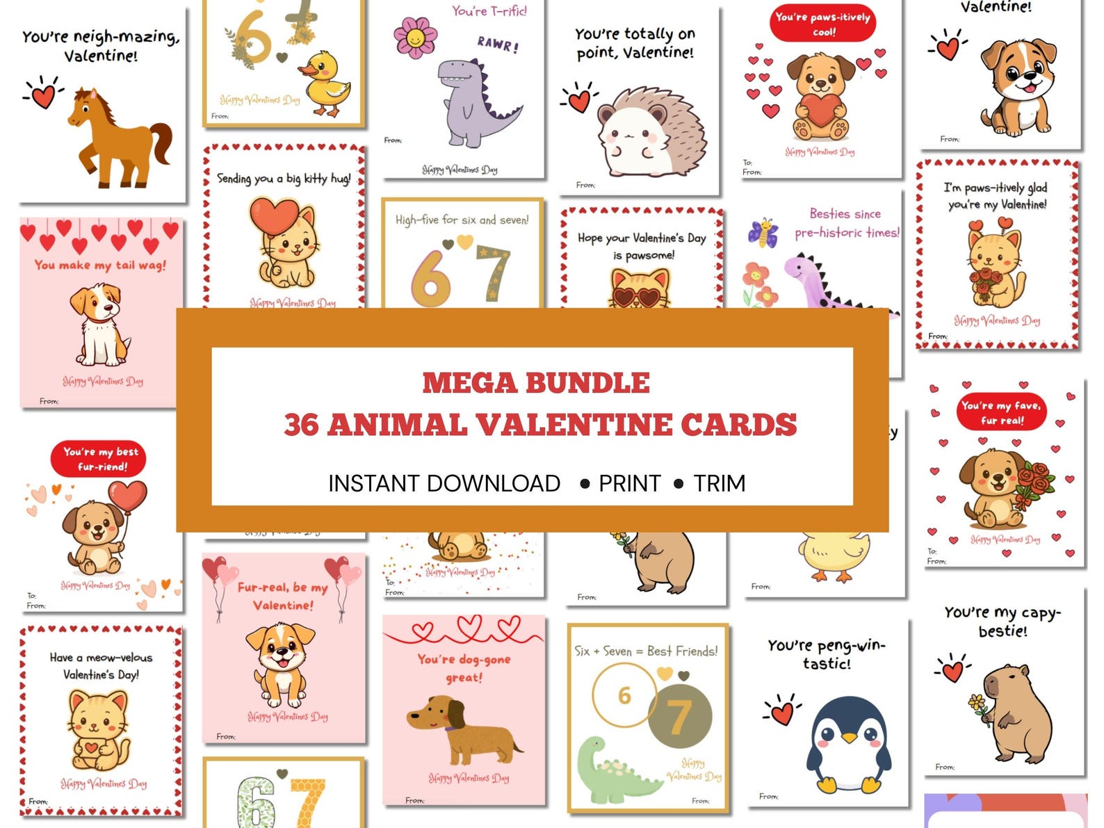 Cute Animal Valentines Day Cards - Classroom, Printable School ...