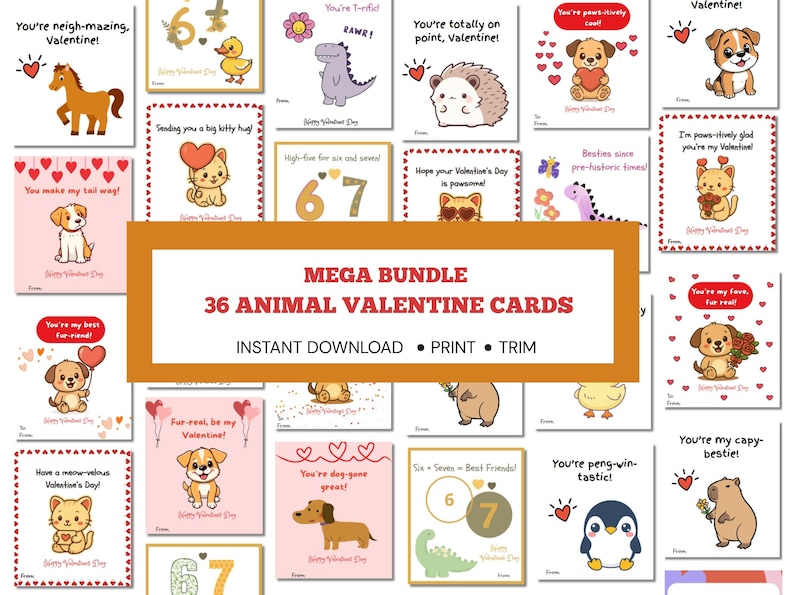 Cute Animal Valentines Day Cards - Classroom, Printable School ...