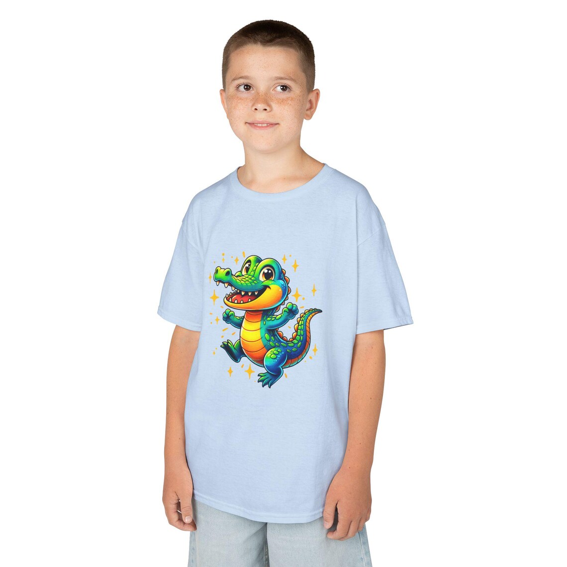Gator Glow: Happy Colorful Alligator Kids T-shirt - Vibrant Crocodile ...