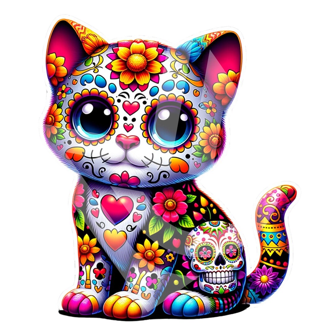Día De Los Gatitos: Dia De Los Muertos Kitten Kids T-shirt - Colorful ...