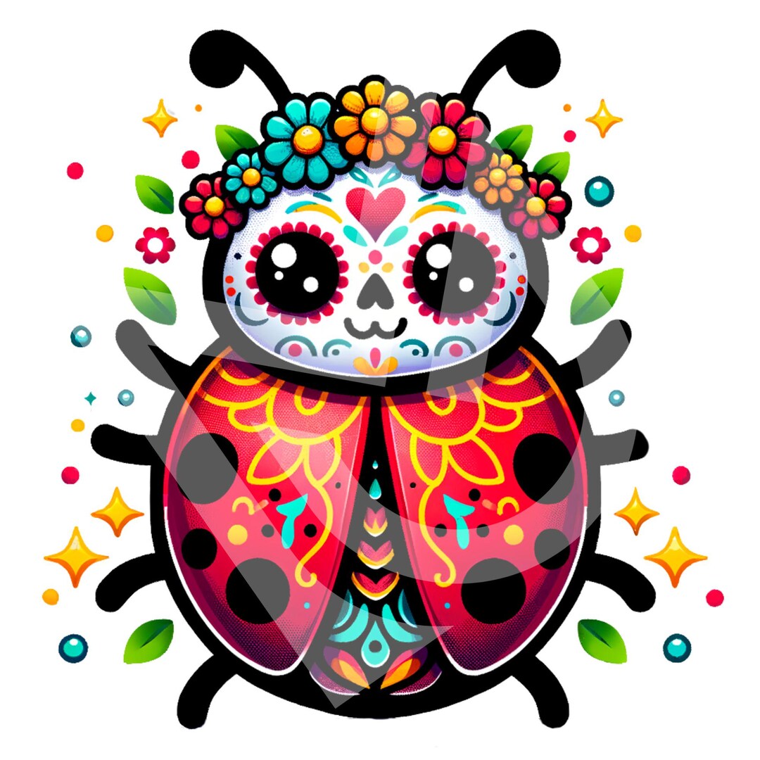 Dia De Los Muertos Ladybug Kids T-shirt - Sugar Skull Bug Tee With ...