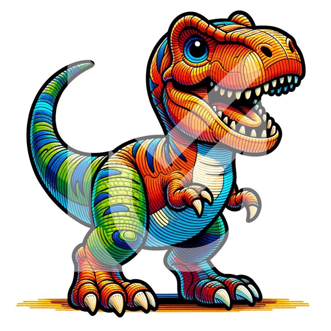 Chromatic Rex: Vibrant Cartoon Dinosaur, Psychedelic T-rex Artwork ...