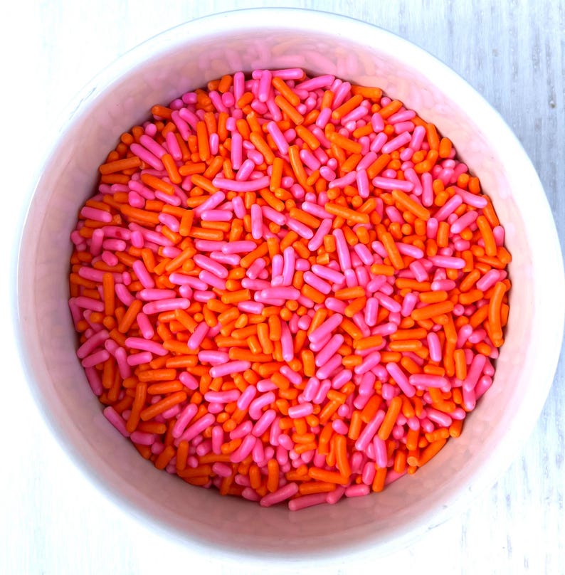 Summertime Fun Sprinkles Mix! Orange and Bright Pink Edible Jimmies ...