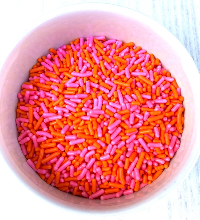 Summertime Fun Sprinkles Mix! Orange and Bright Pink Edible Jimmies ...