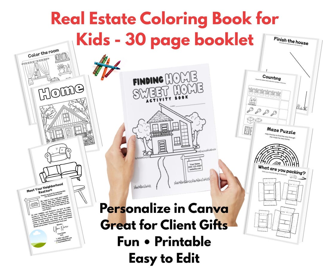 Real Estate Coloring & Activity Book for Kids: Finding Home Sweet Home ...