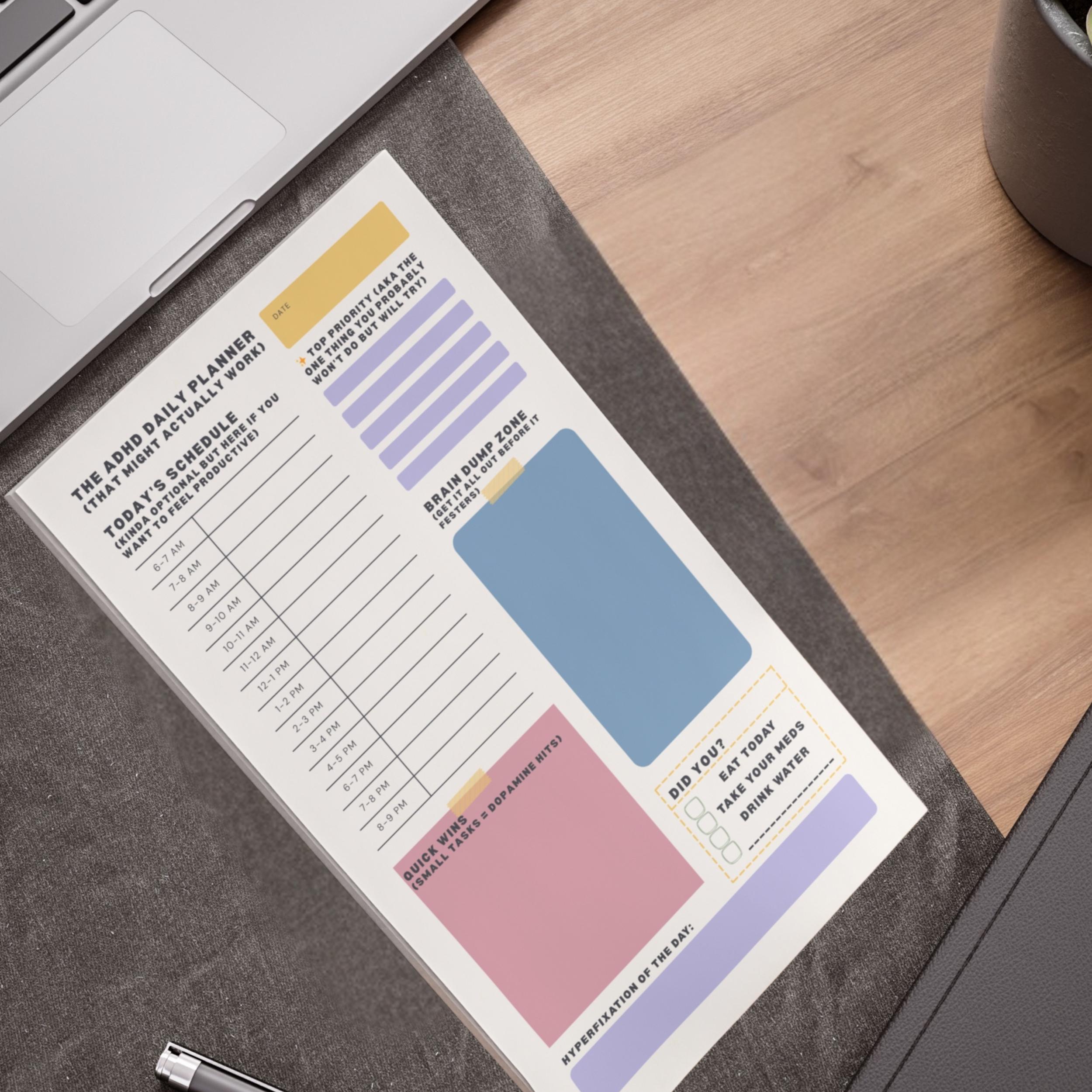 ADHD Daily Planner Post-it® Note Pad: Funny Focus Pad for ...
