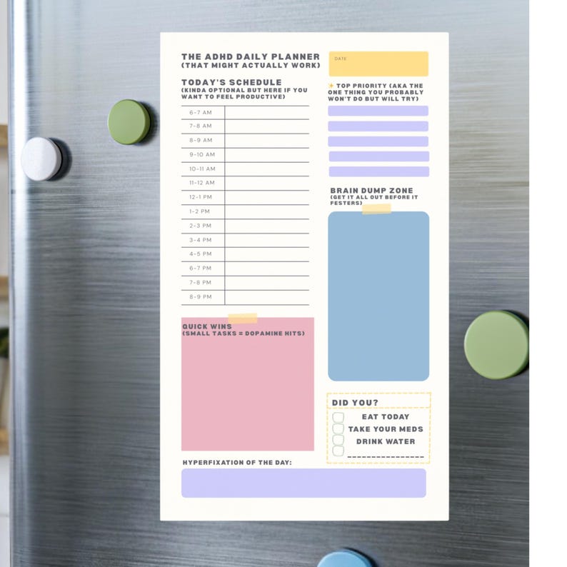 ADHD Daily Planner Post-it® Note Pad: Funny Focus Pad for ...