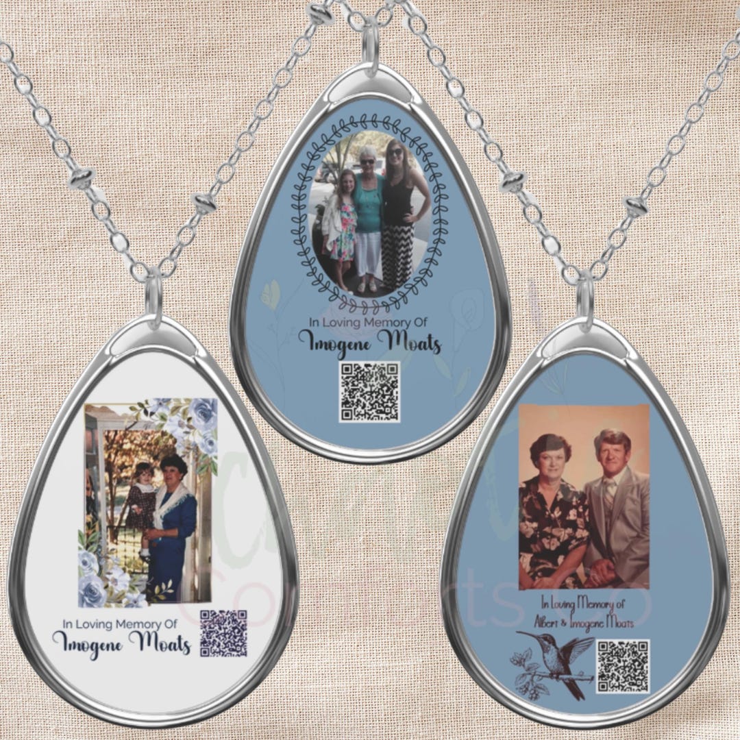 Personalized Memorial QR Code Necklace - Teardrop Pendant With Photo ...