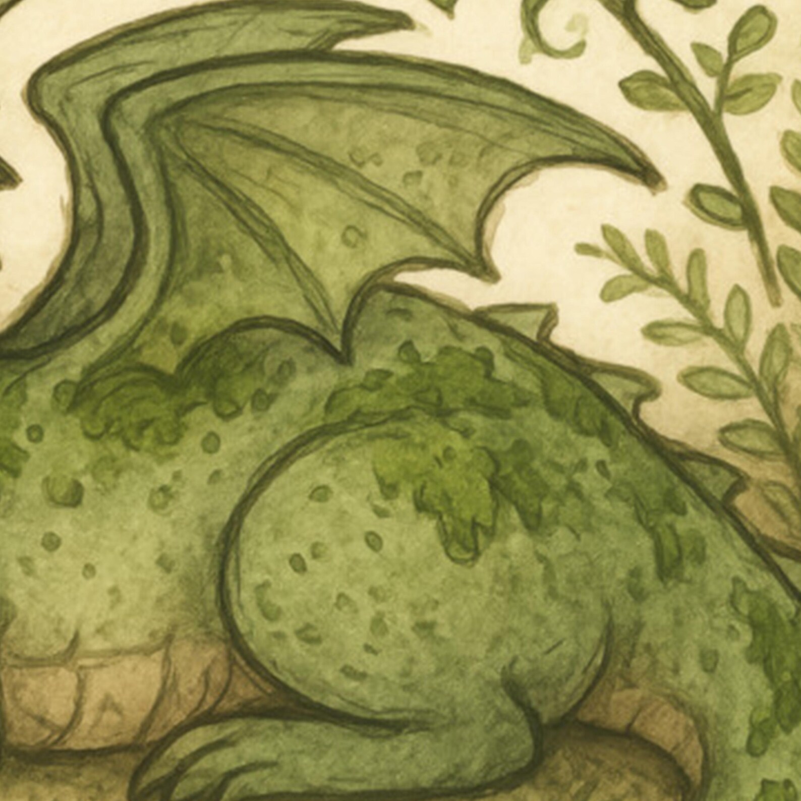 Mossy Green Dragon Print | Whimsical Wall Art | Cottagecore Room Decor ...