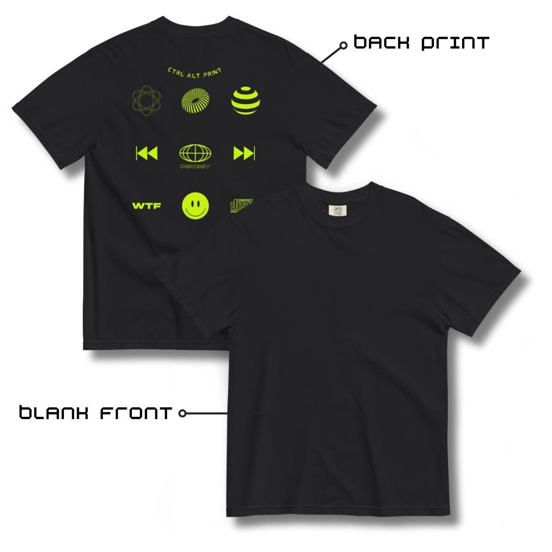 CTRL ALT PRINT T-shirt — Neon Green Back Graphic | Heavyweight Cotton ...