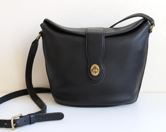Vintage Coach Black Leather Brass Nottingham Binocular Bag Crossover ...