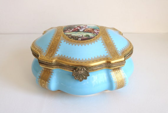 French Limoges Concorde Light Blue Porcelain Jewelry … - Gem