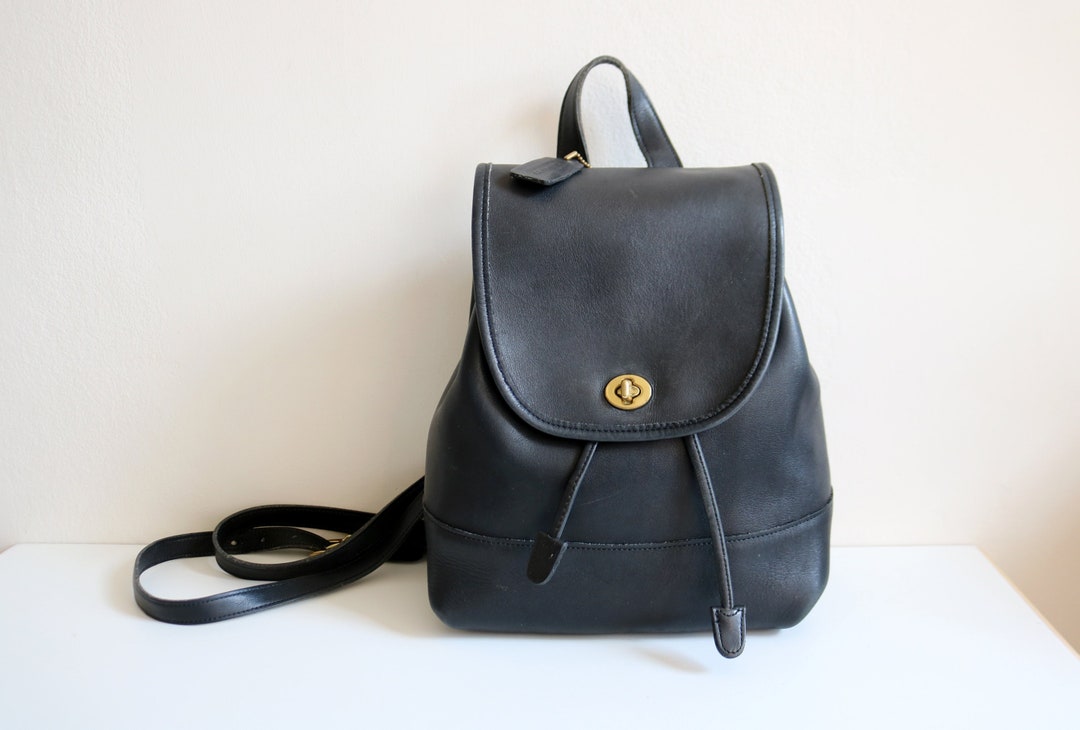 Coach Drawstring Backpack | Black Leather - Etsy