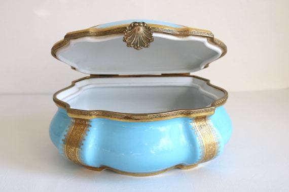 French Limoges Concorde Light Blue Porcelain Jewelry … - Gem