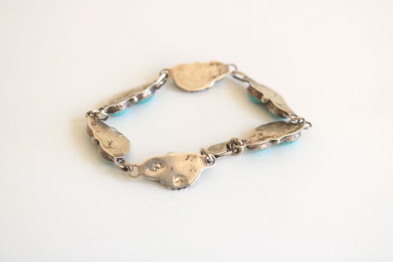 Native American Turquoise Link Sterling Bracelet - Gem