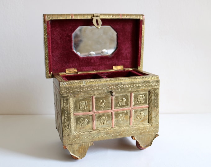 Indian Hammered Brass and Copper Wheeled Chest - Etsy