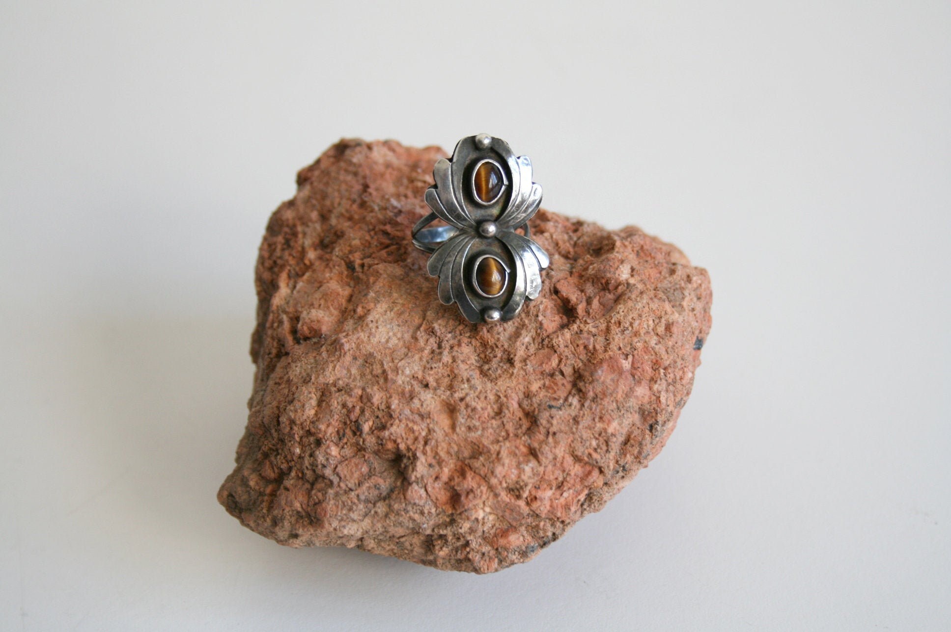 Squash Blossom Tiger Eye Sterling Ring 5.75 | Etsy