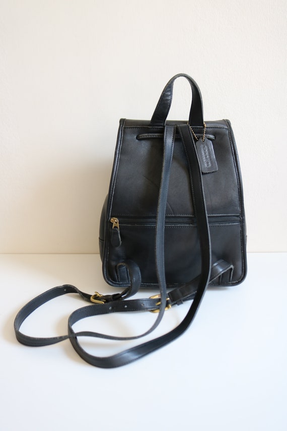 Coach Drawstring Backpack | Black Leather - Gem